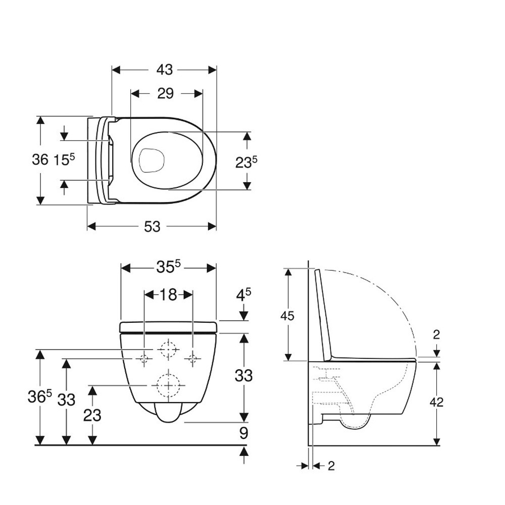 Geberit Toilet Set iCon rimless WC + Duroplast seat (GebiCon-C) - B2K Geberit Toilet Set iCon rimless WC + Duroplast seat (GebiCon-C) - B2K