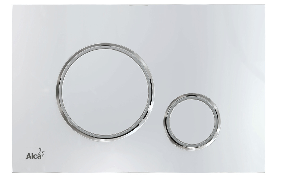 Alca Matt chrome with glossy chrome trim, two-touch flush plate (M771 ...