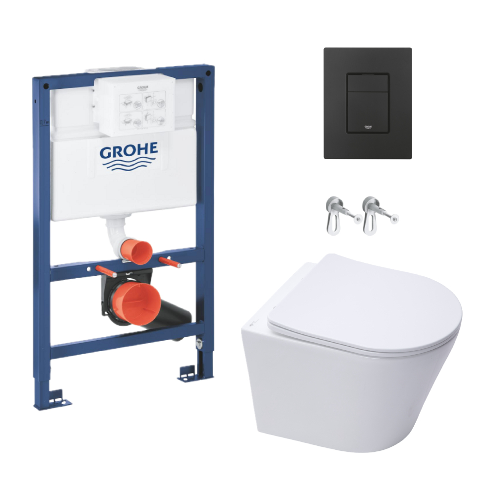 Grohe Toilet Pack SAT Rimless Wall-Hung Toilet + Rapid SL Frame ...