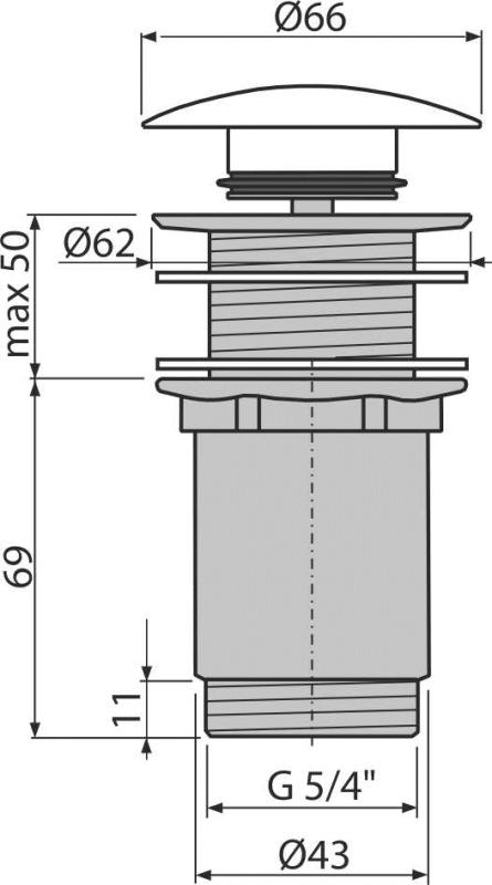 Alca 5/4" Click-Clack Basin Waste Fitting, Without Overflow (A395B ...